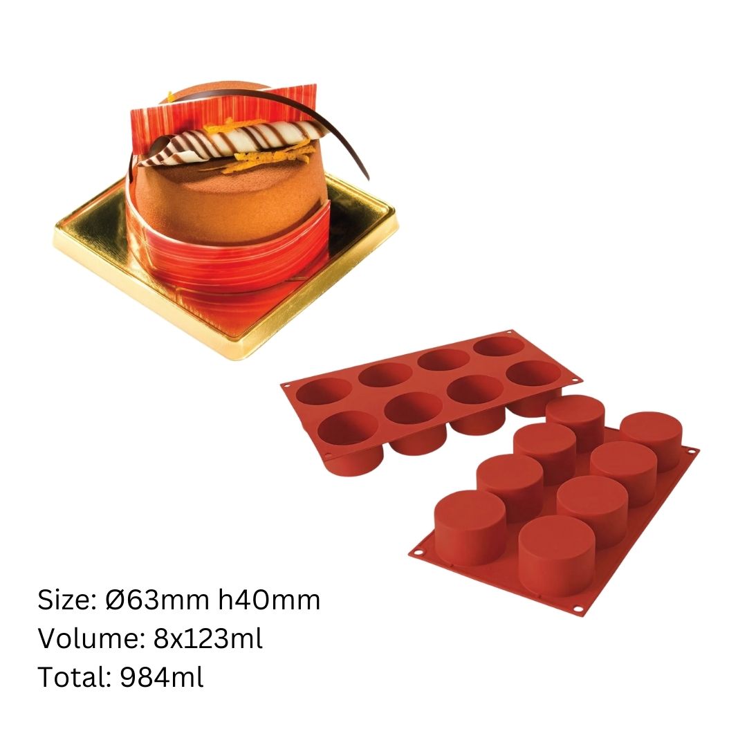 SF119 - TERRACOTTA SILICONEFLEX NACKED MOULD NR.8 CYLINDERS - Sejati Bakery
